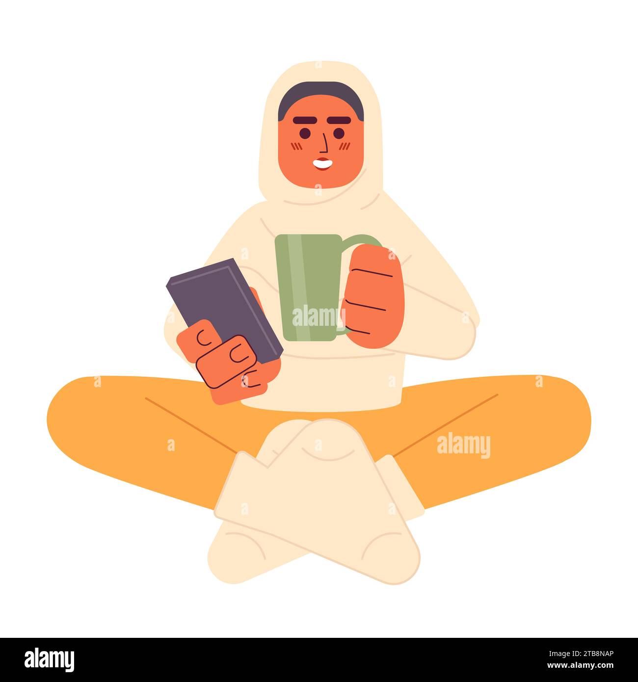 Muslim woman chilling with smartphone cartoon flat illustration Stock ...
