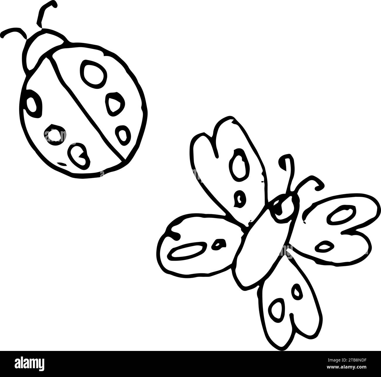 bug and butterfly doodle icons set Stock Vector Image & Art - Alamy