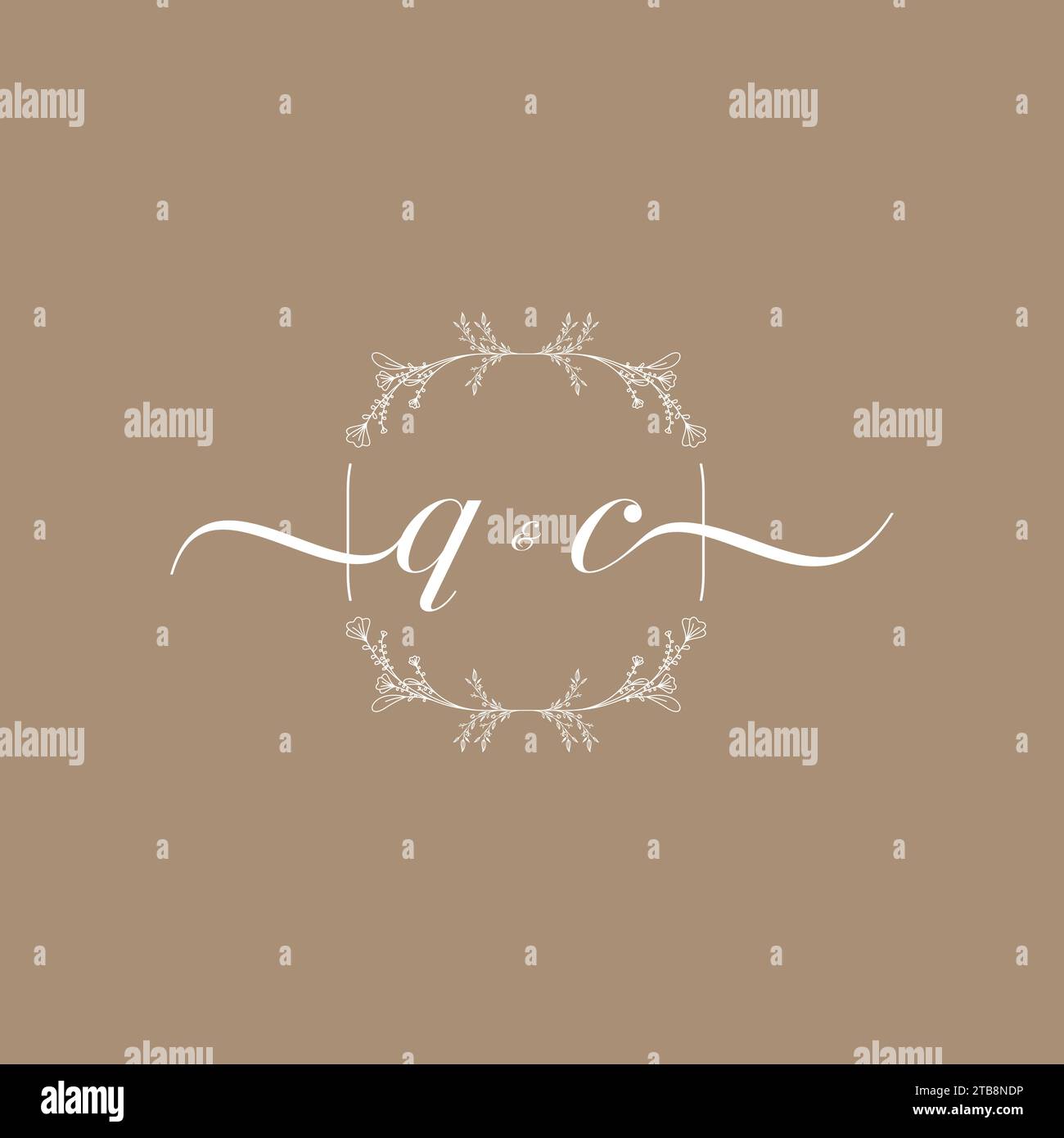 QC handwriting logo of initial signature, wedding and fashion concept ...