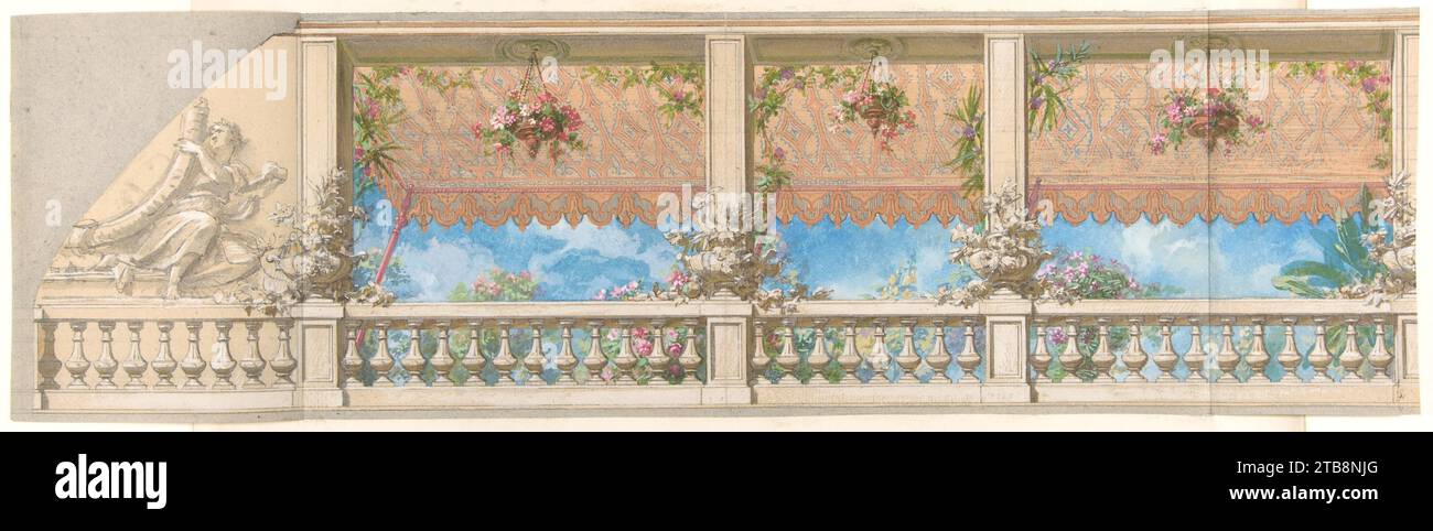 An Outdoor Balustrade Overhung with an Awning in Moorish Style 1967 by ...