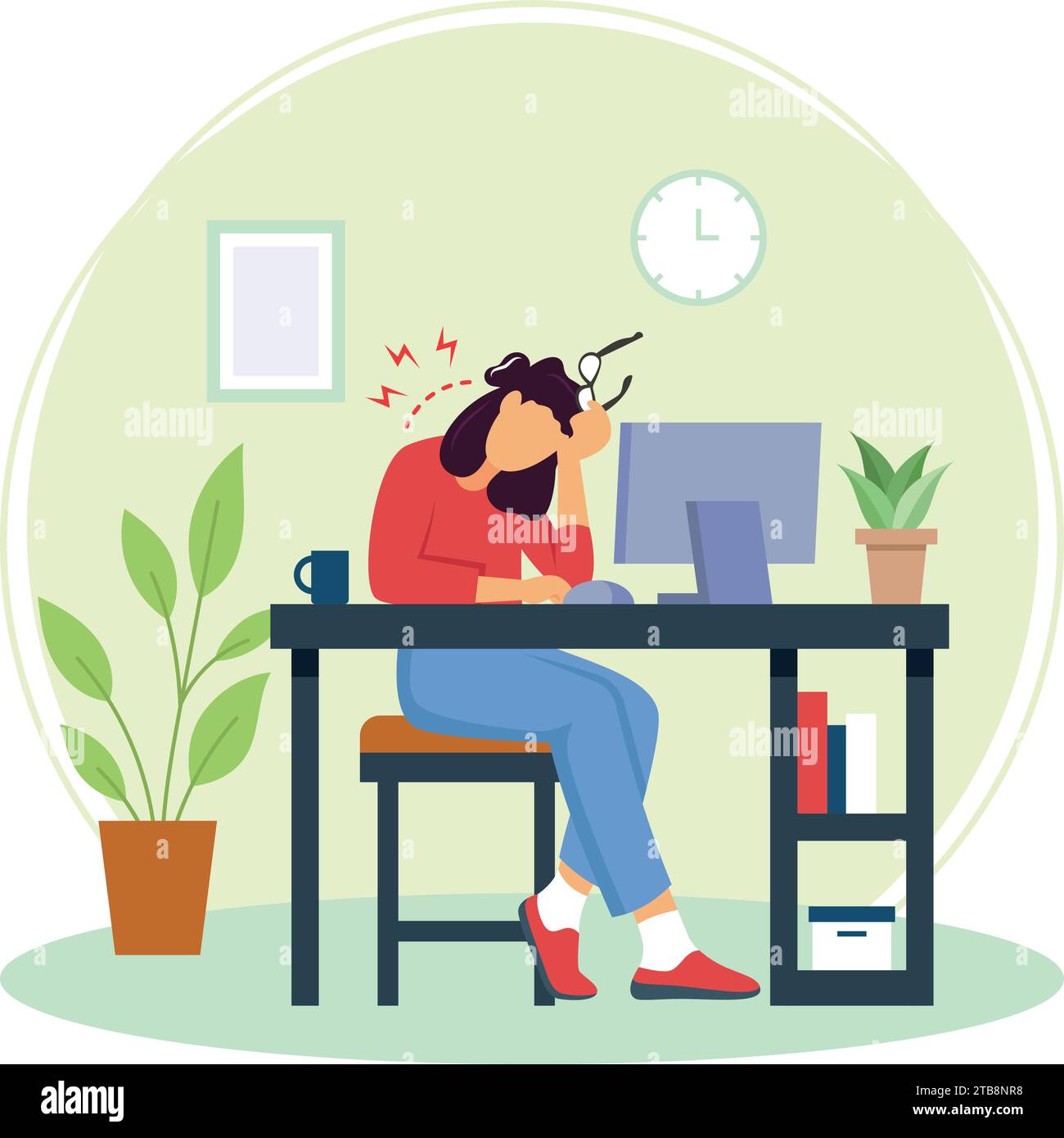 Suffering from neck pain and headache due bad posture concept, employee ...