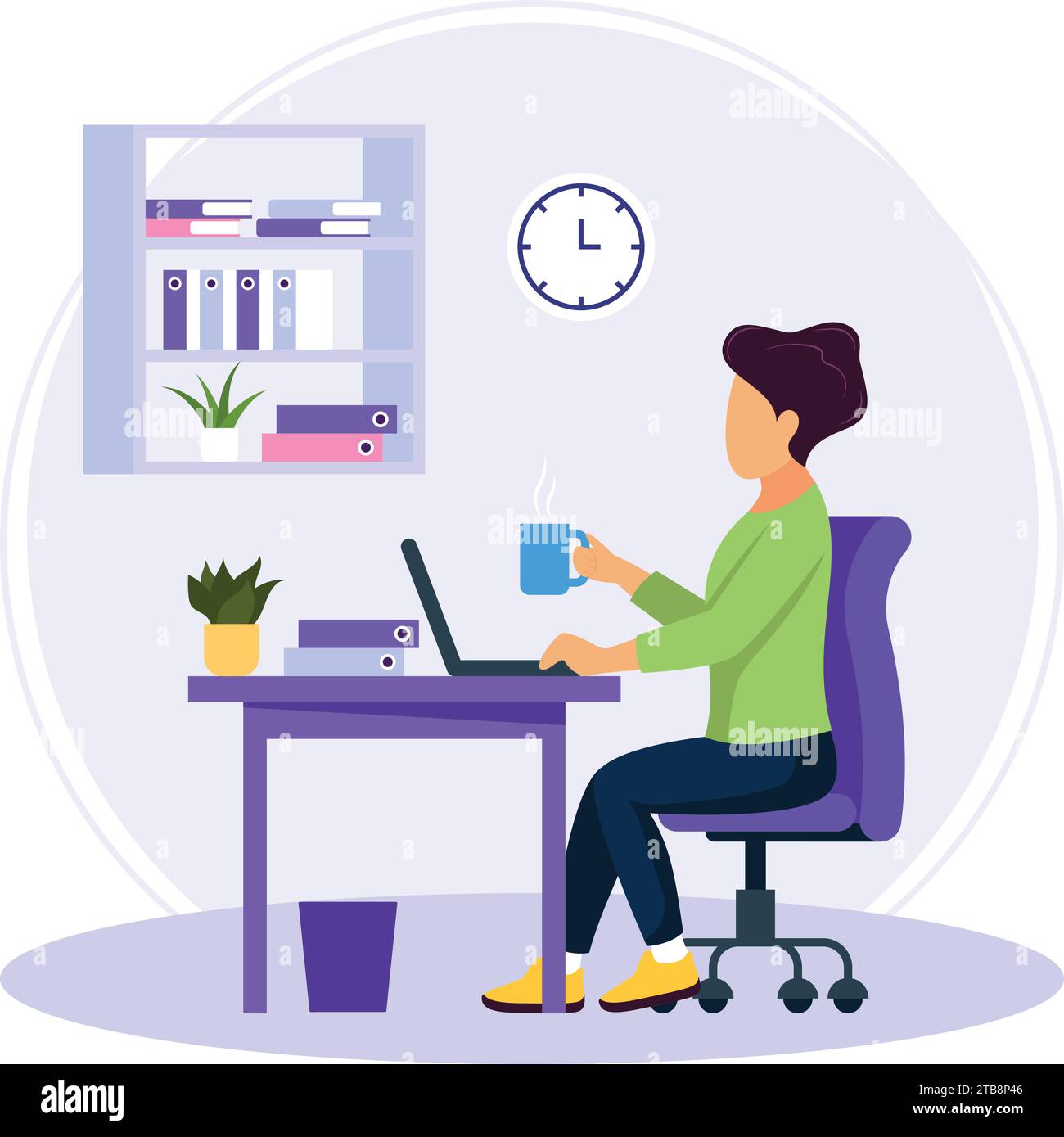 Lady manager Sitting at his desk with Correct Posture concept ...