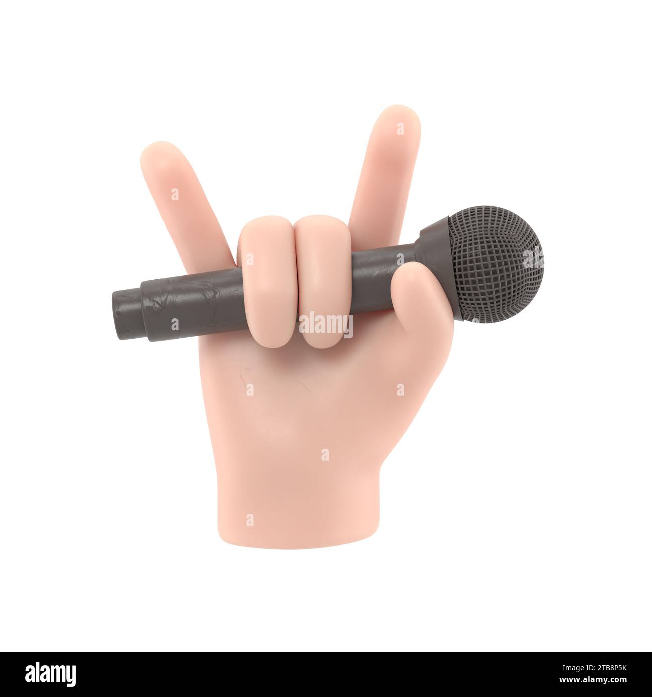 Cartoon Gesture Icon Mockup.Cartoon hand holding microphone and showing ...