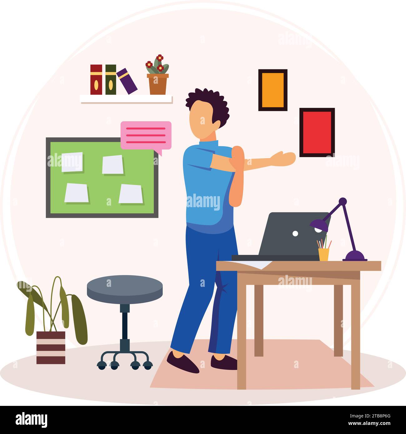 Physical Fitness During Work Breaks concept, Standing Workplace ...