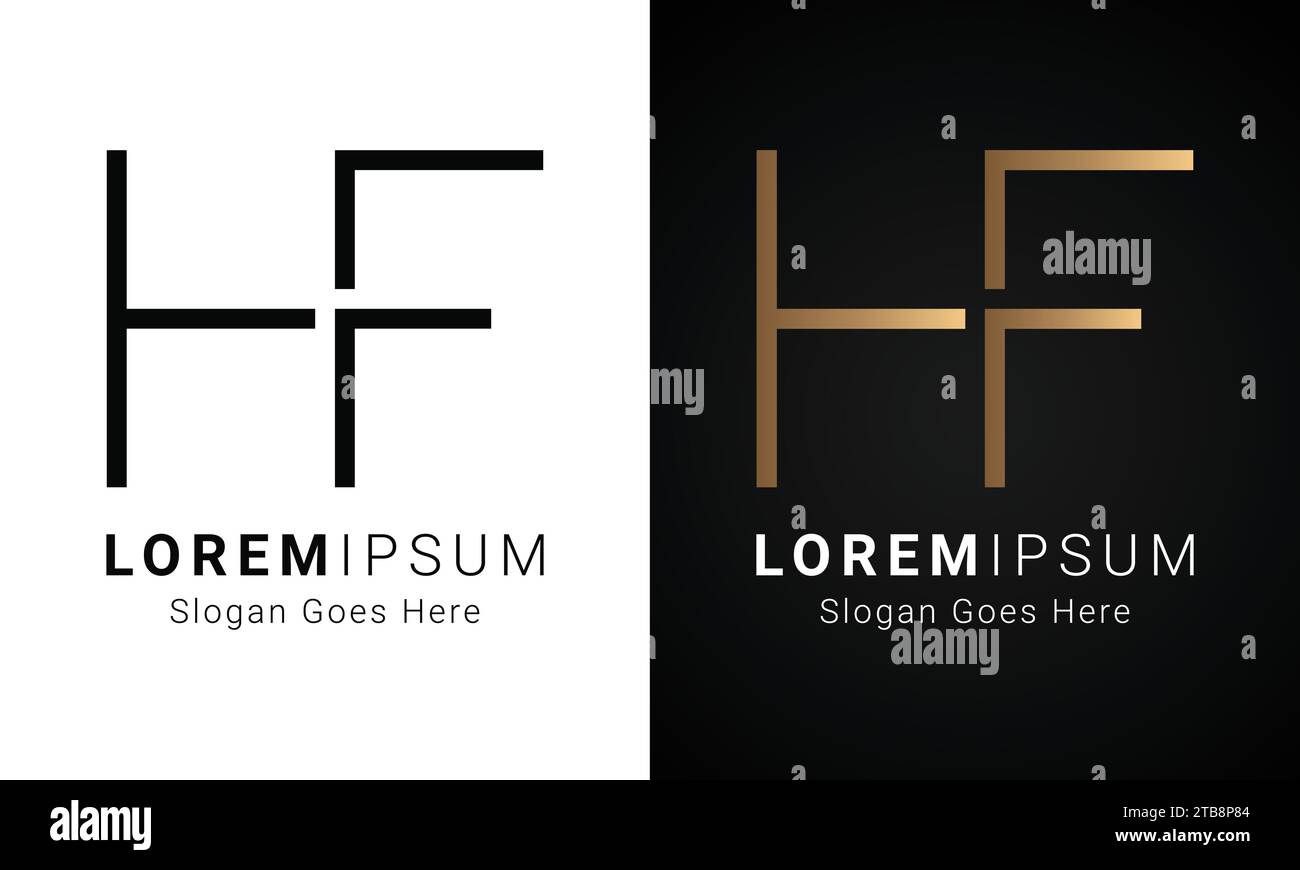 Luxury Initial HF or FH Monogram Text Letter Logo Design Stock Vector ...