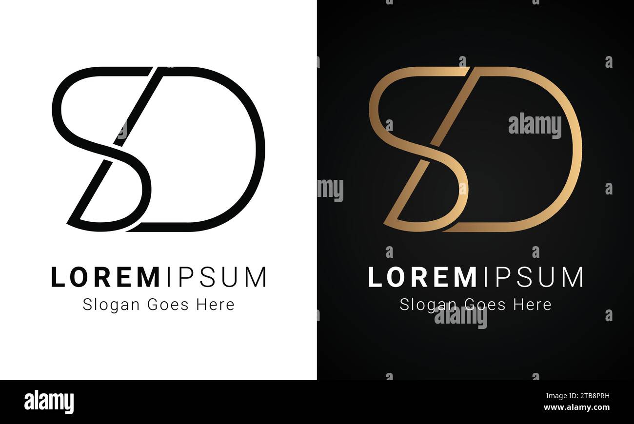 Luxury Initial DS or SD Monogram Text Letter Logo Design Stock Vector ...