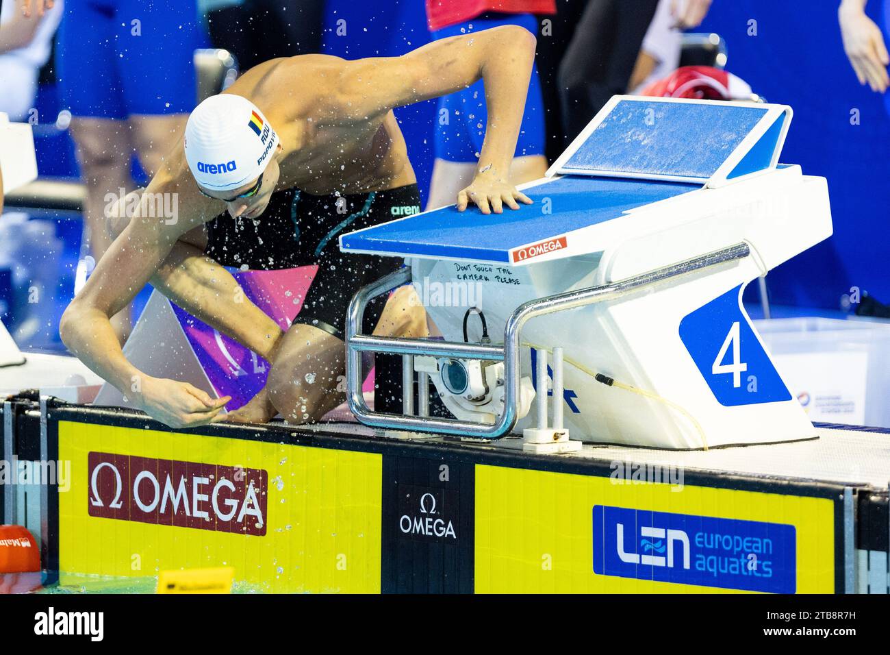 David Popovici of Romania during MenÂ´s 4x50m Freestyle Heats at the ...