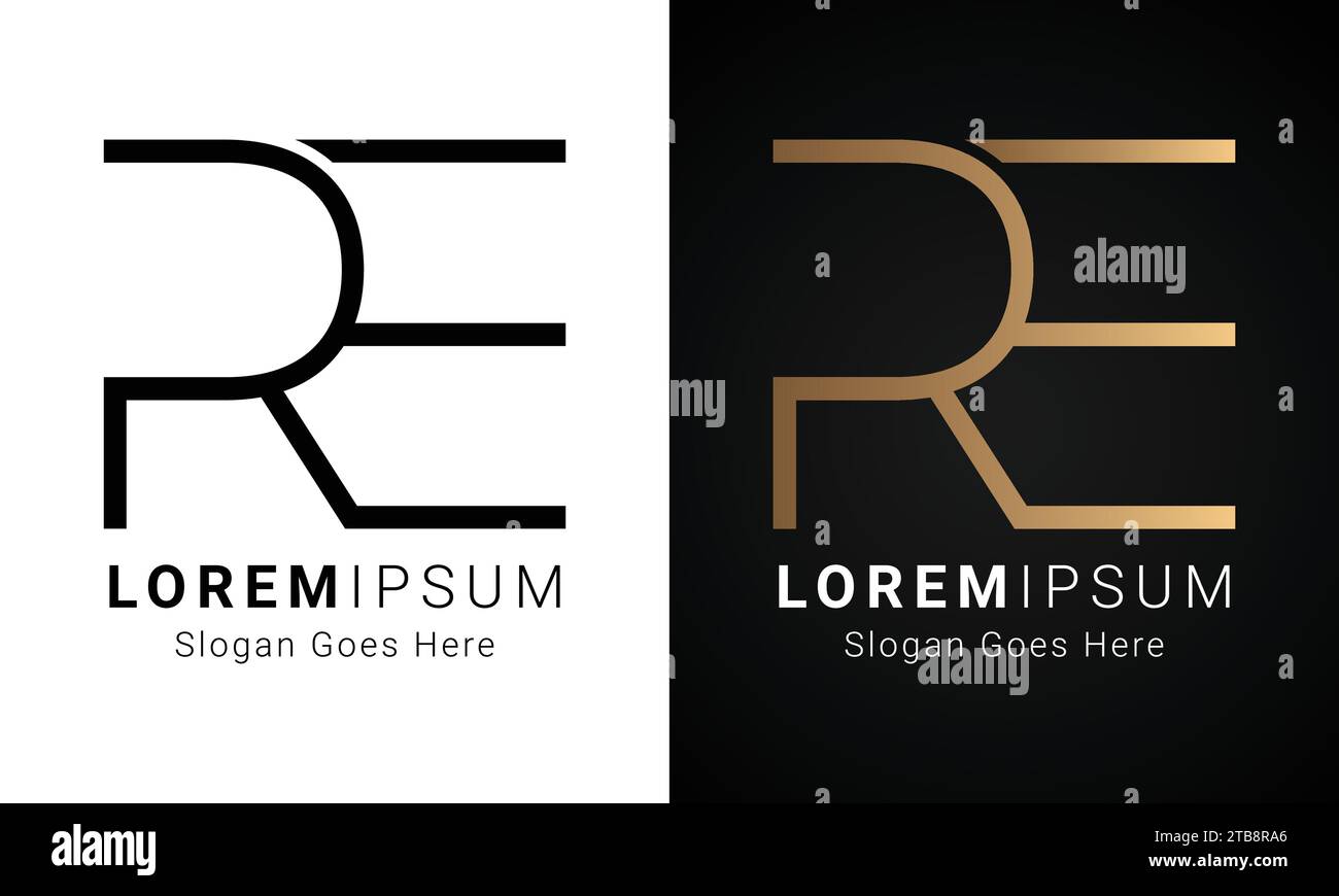 Luxury Initial ER or RE Monogram Text Letter Logo Design Stock Vector ...