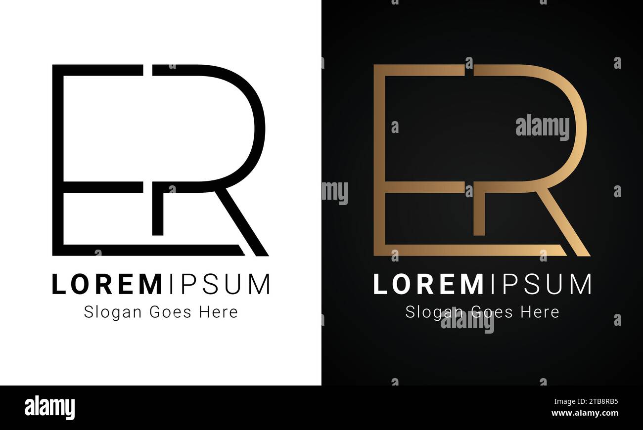 Luxury Initial ER or RE Monogram Text Letter Logo Design Stock Vector ...