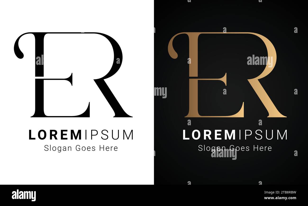 Luxury Initial ER or RE Monogram Text Letter Logo Design Stock Vector ...
