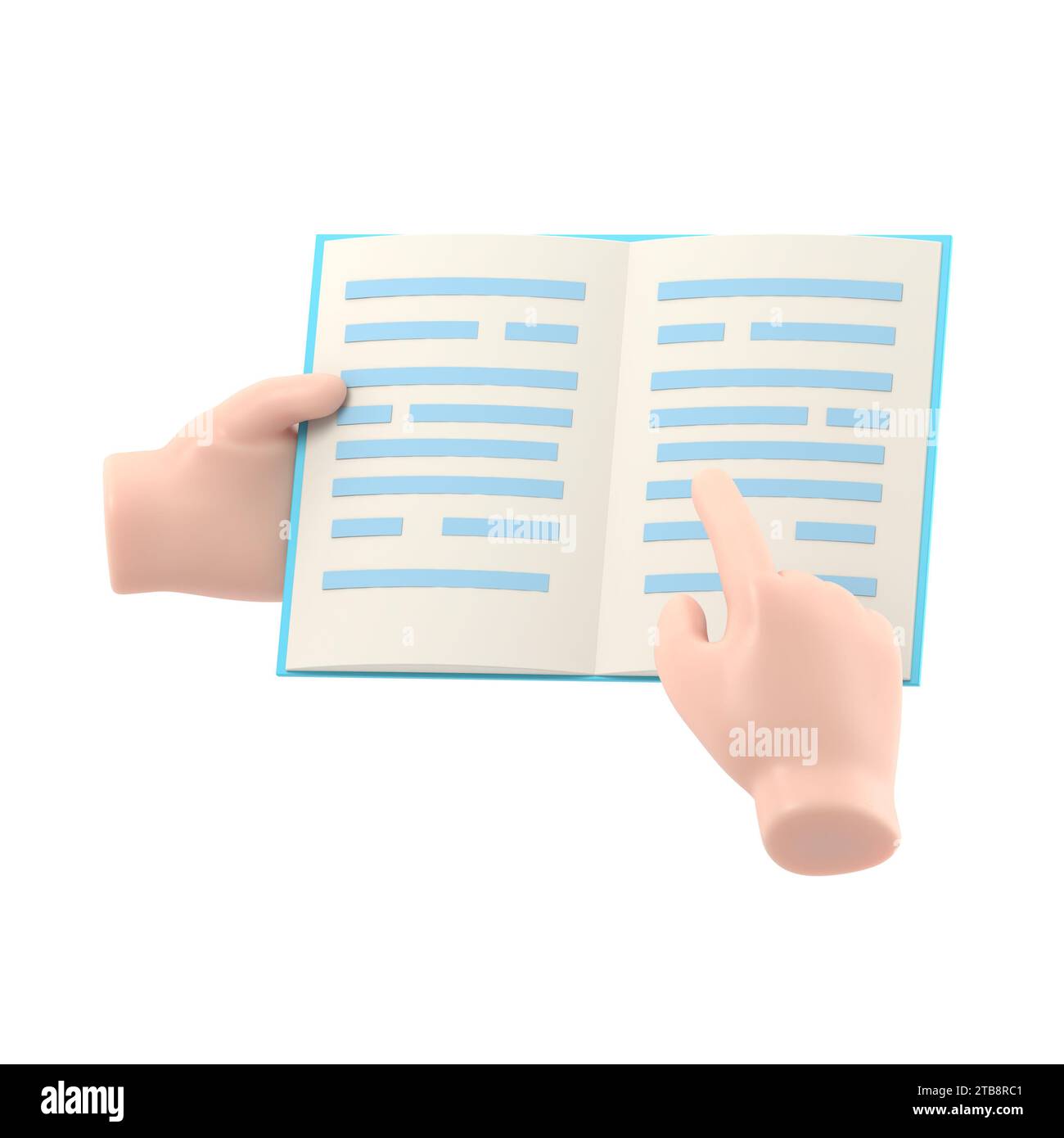 Cartoon Gesture Icon Mockup.Open book in hands,reading,education,3D ...