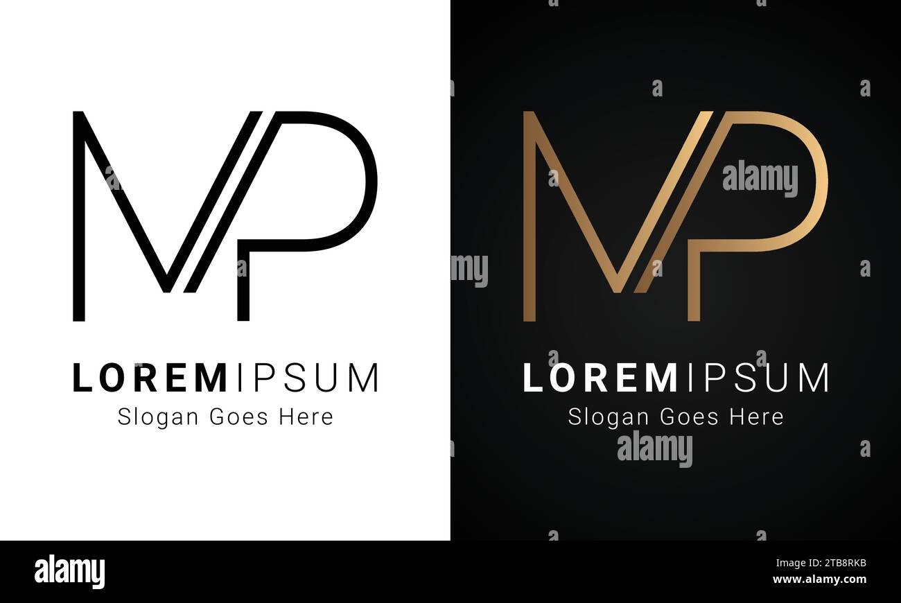 Luxury Initial MP or PM Monogram Text Letter Logo Design Stock Vector ...