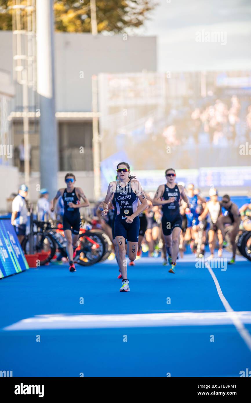 Emma Lombardi running at the finish line in Pontevedra in the 2023 ...