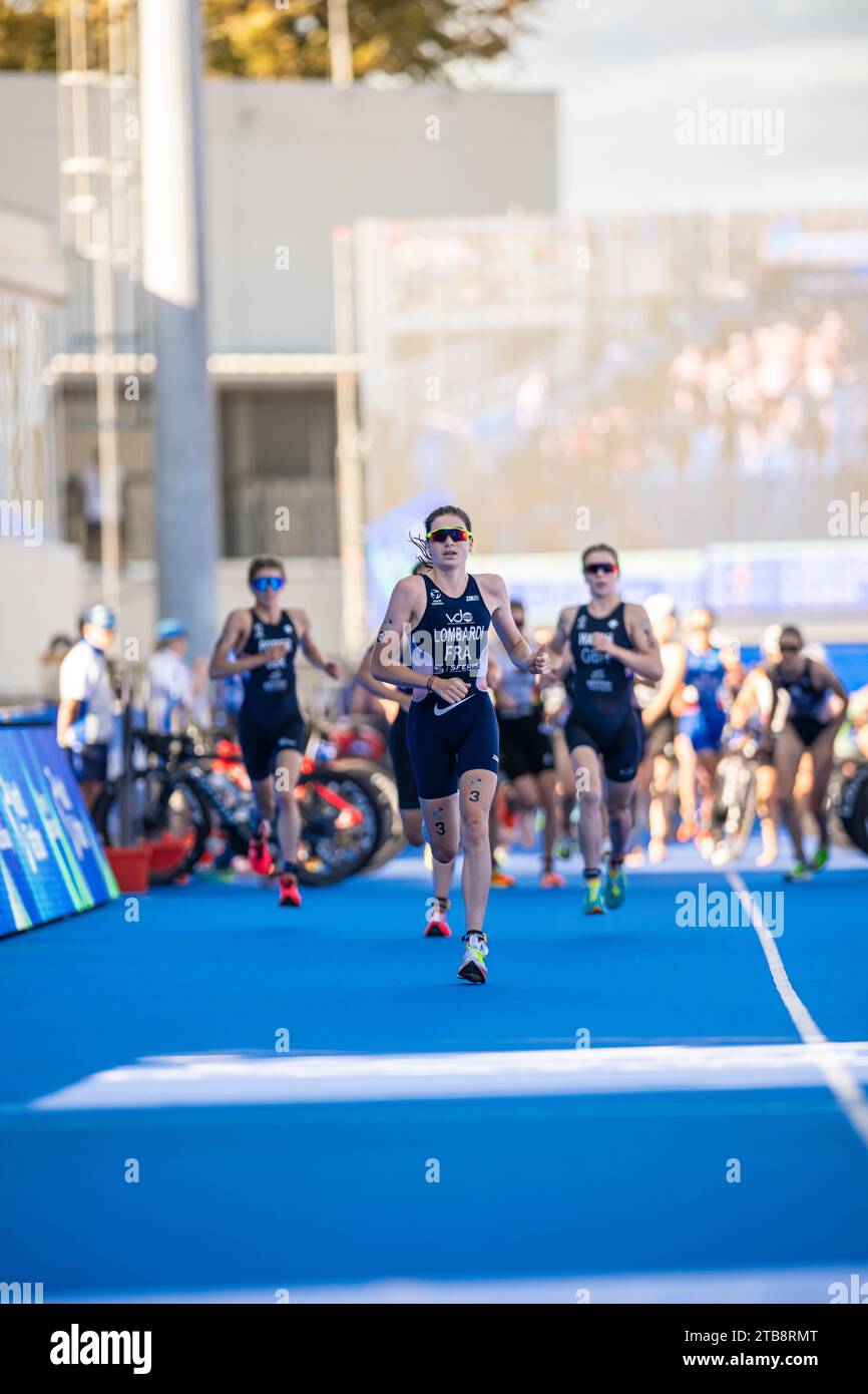 Emma Lombardi running at the finish line in Pontevedra in the 2023 ...