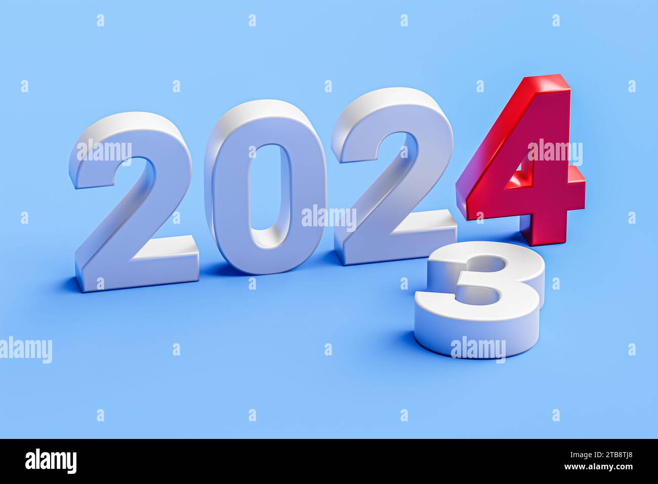 New year 2024 holiday concept. The number 2024 near old 2023. 3d render ...