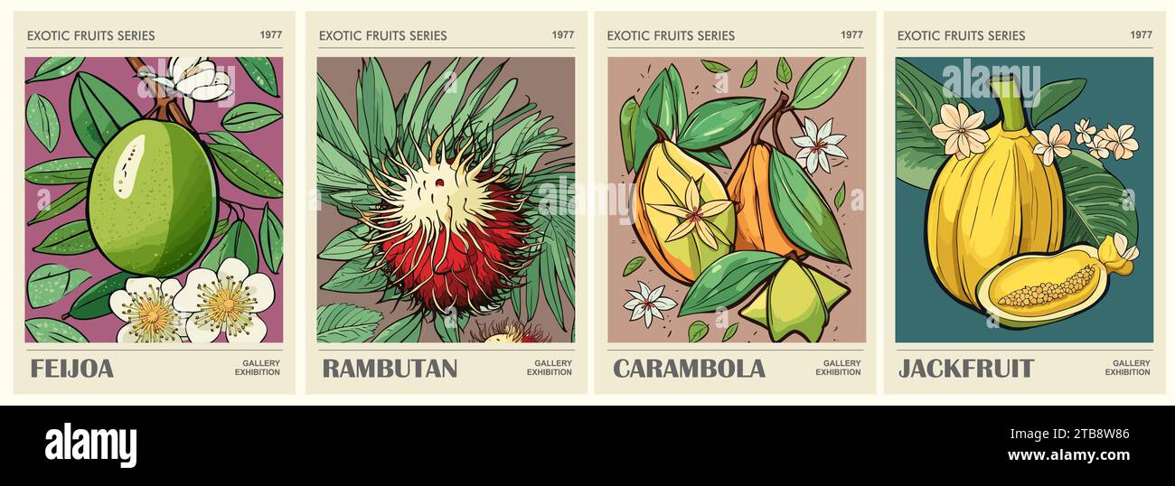 Exotic tropical Fruit Market retro poster set Stock Vector Image & Art ...
