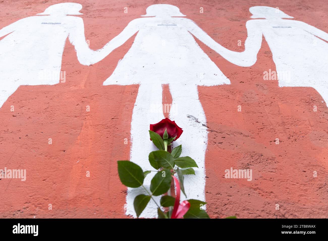 Moment of flashmob dedicated to Giulia Cecchettin in front of mural ...