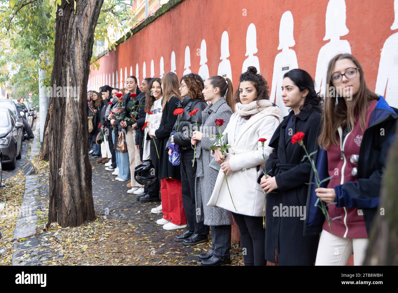 Students of La Sapienza University of Rome in front of mural dedicated ...
