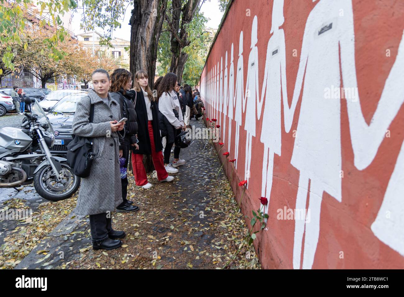 Students of La Sapienza University of Rome in front of mural dedicated ...