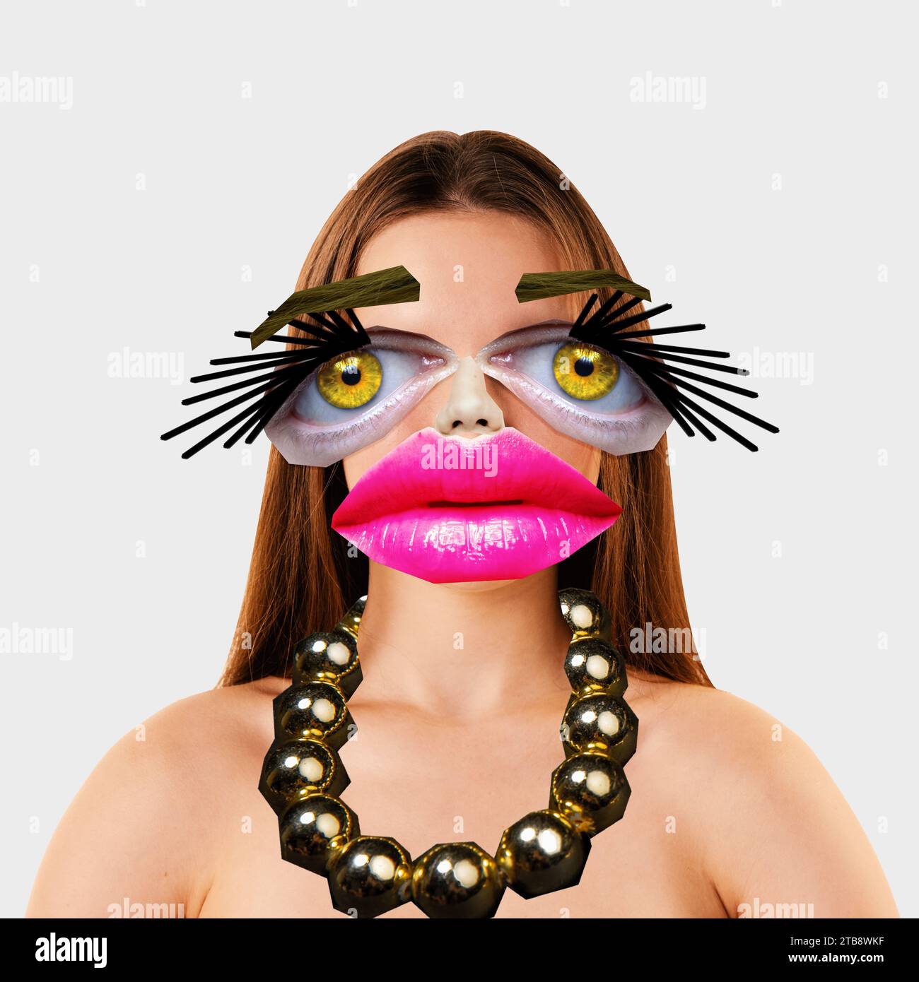 Contemporary art collage. Creative modern portrait, caricature of ...