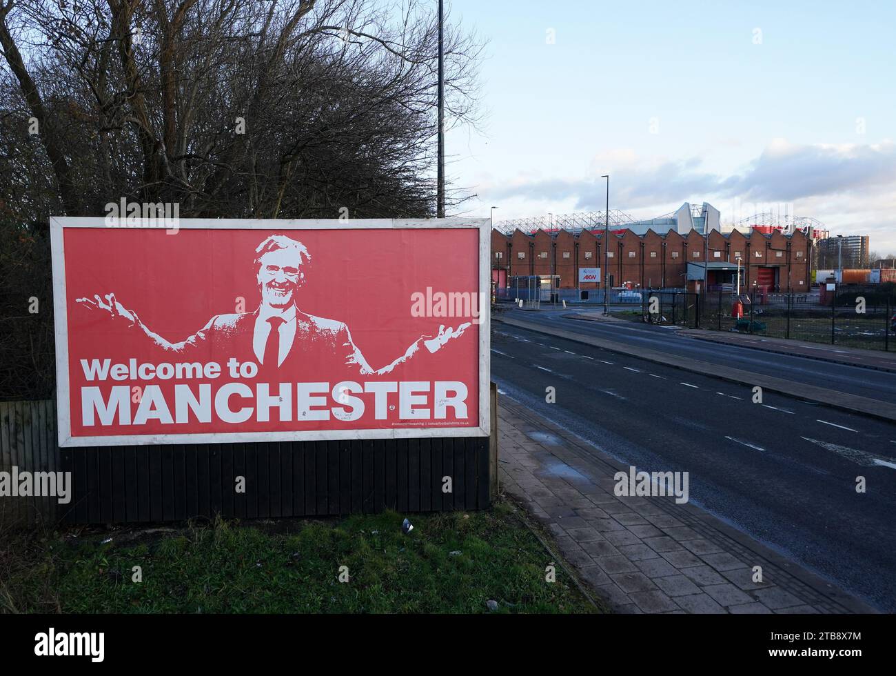 A general view of a billboard featuring prospective Manchester United ...