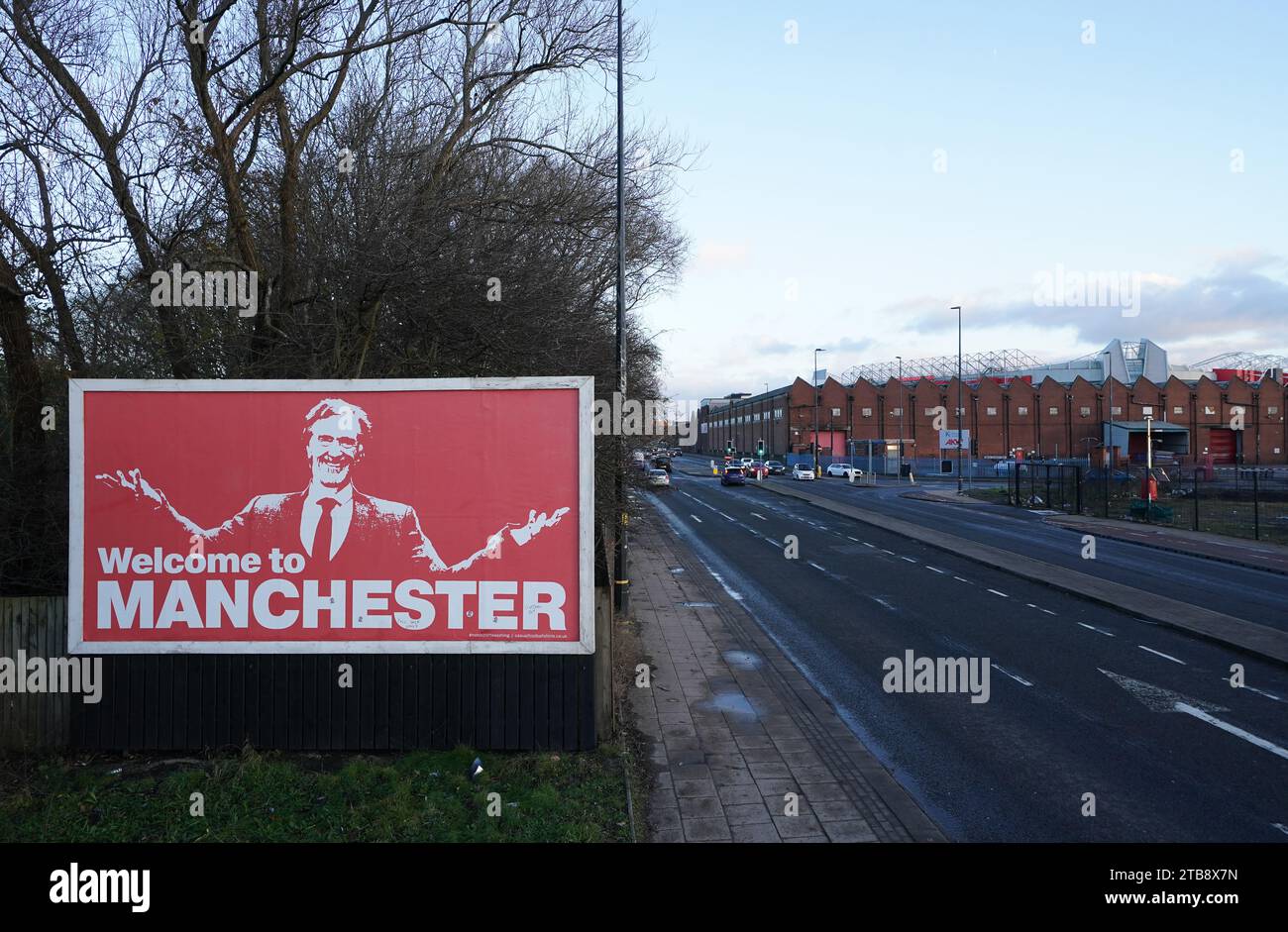 A general view of a billboard featuring prospective Manchester United ...