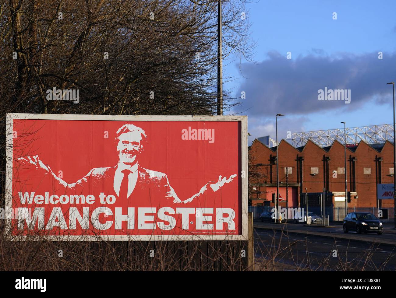 A general view of a billboard featuring prospective Manchester United ...