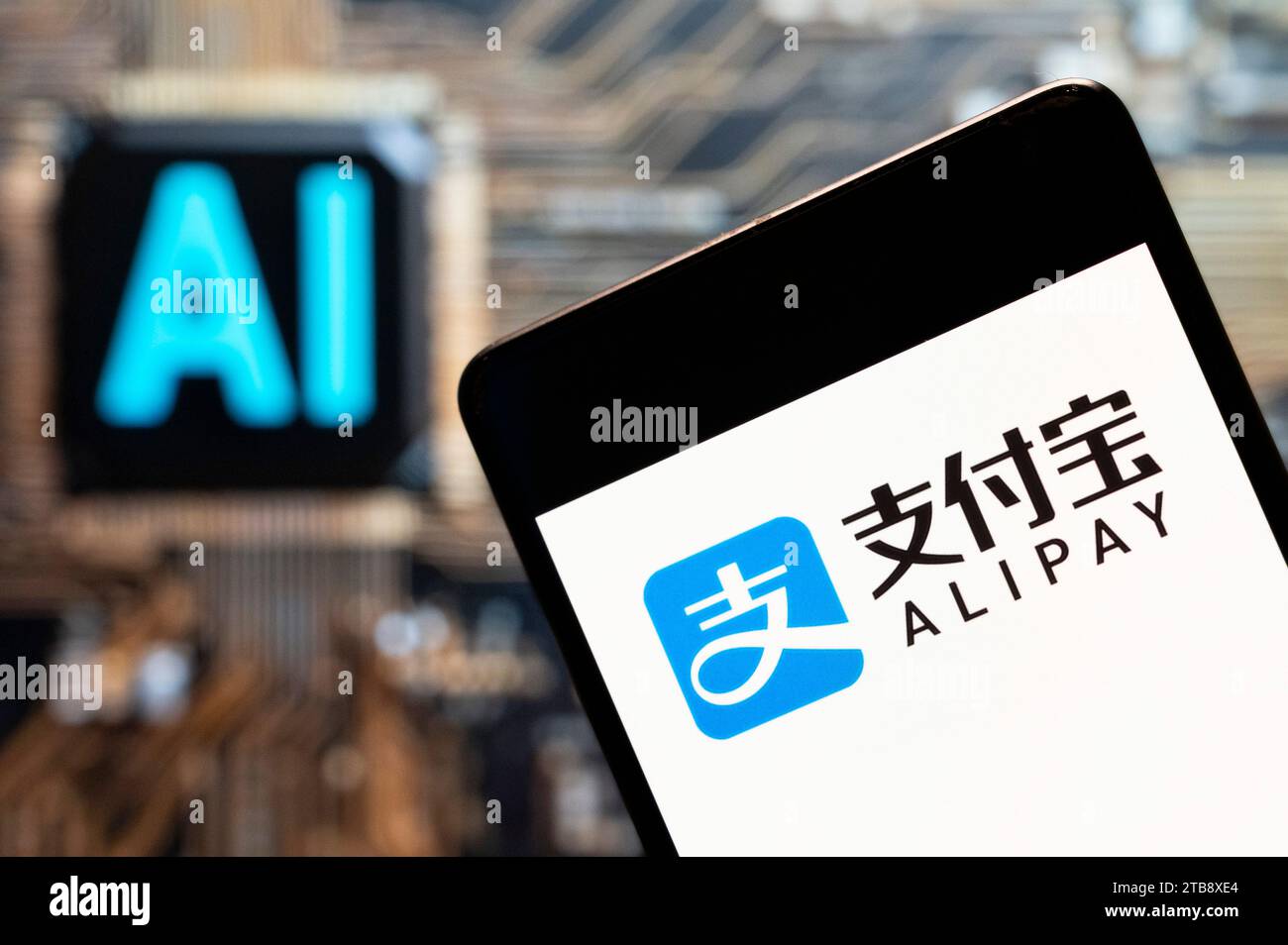 In this photo illustration, the Chinese online payment platform owned by Alibaba Group, Alipay ...
