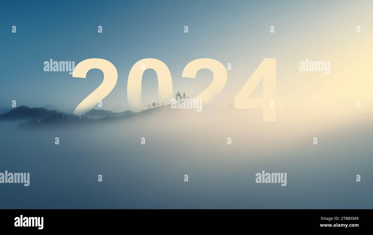 New year 2024 inspirational abstract nature background and foggy hi-res ...