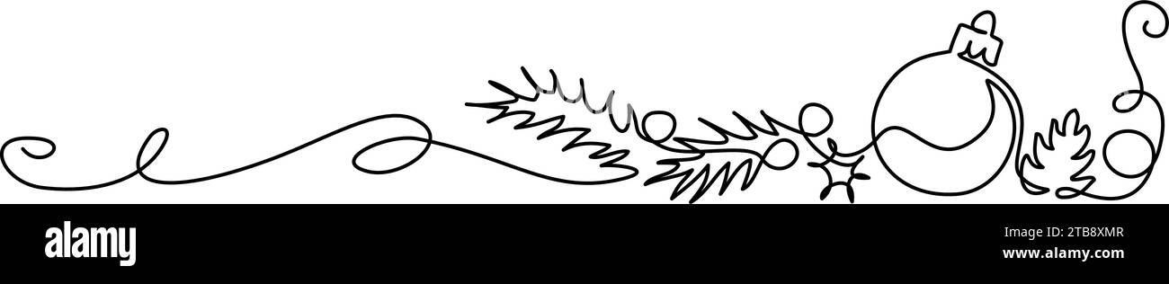 Merry Christmas decoration. Continuous one line art. Holiday greeting ...