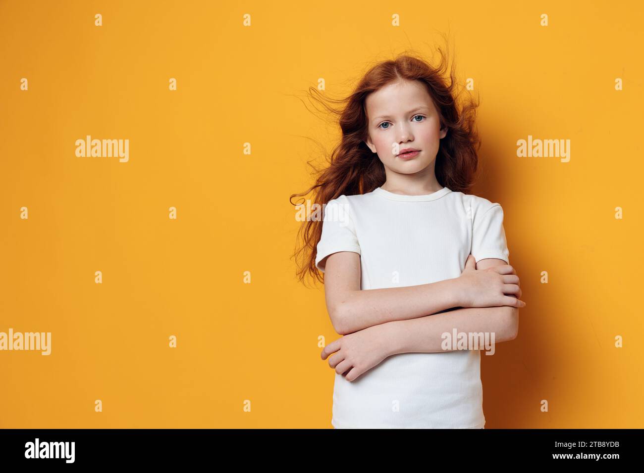 Girl childhood cute female caucasian sad emotion children portrait ...