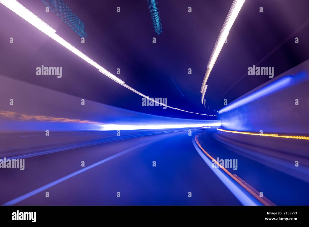 Blue and purple abstract high speed curved movement toward to the ...