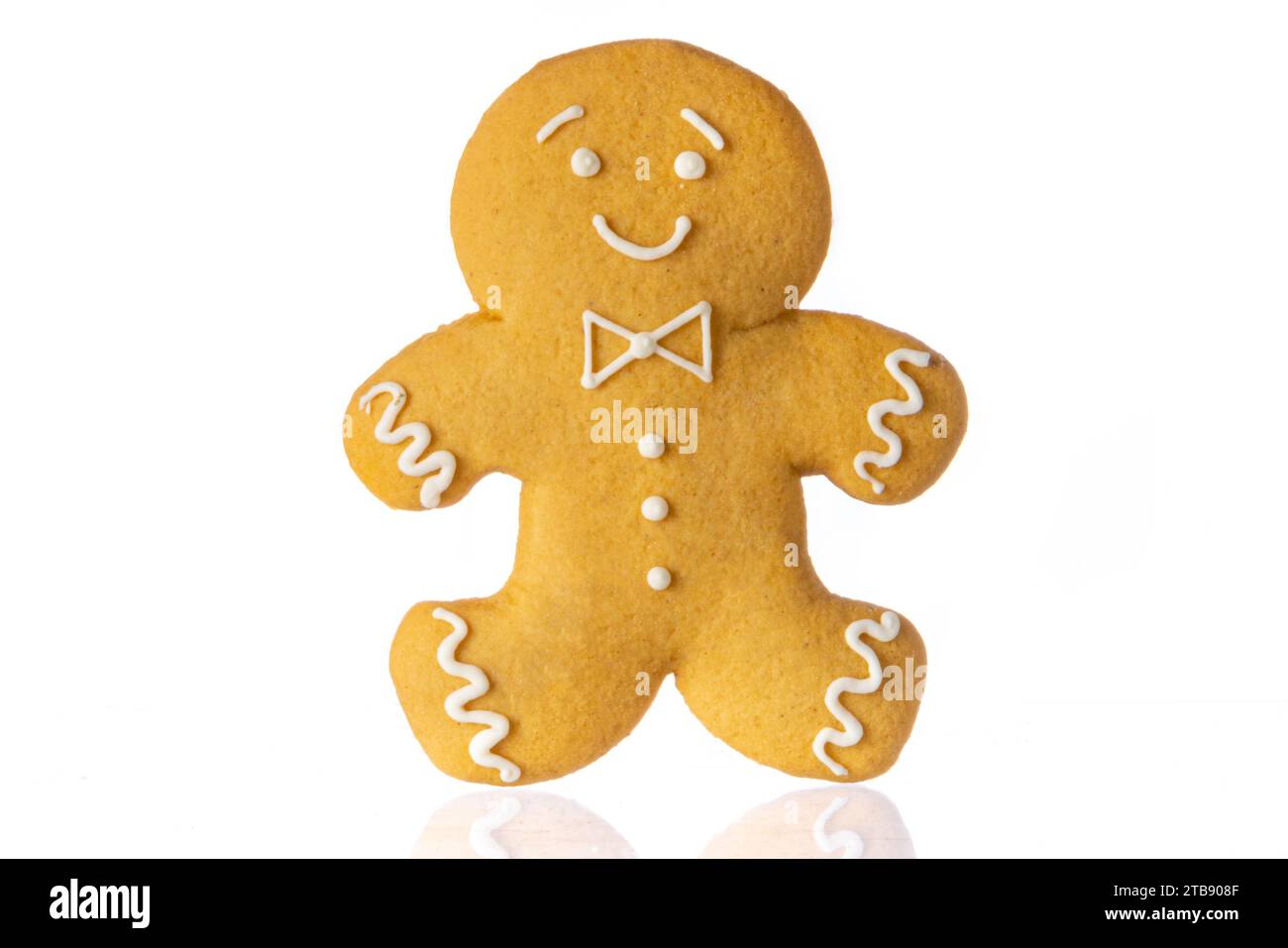 Homemade gingerbread man cookie. Traditional white sugar icing glazed ...