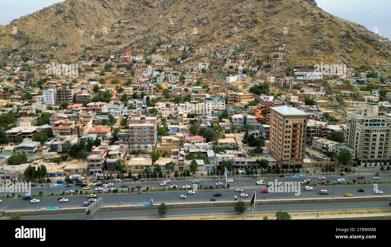 Aerial view of houses on the hills in Kabul city Afghanistan Stock ...