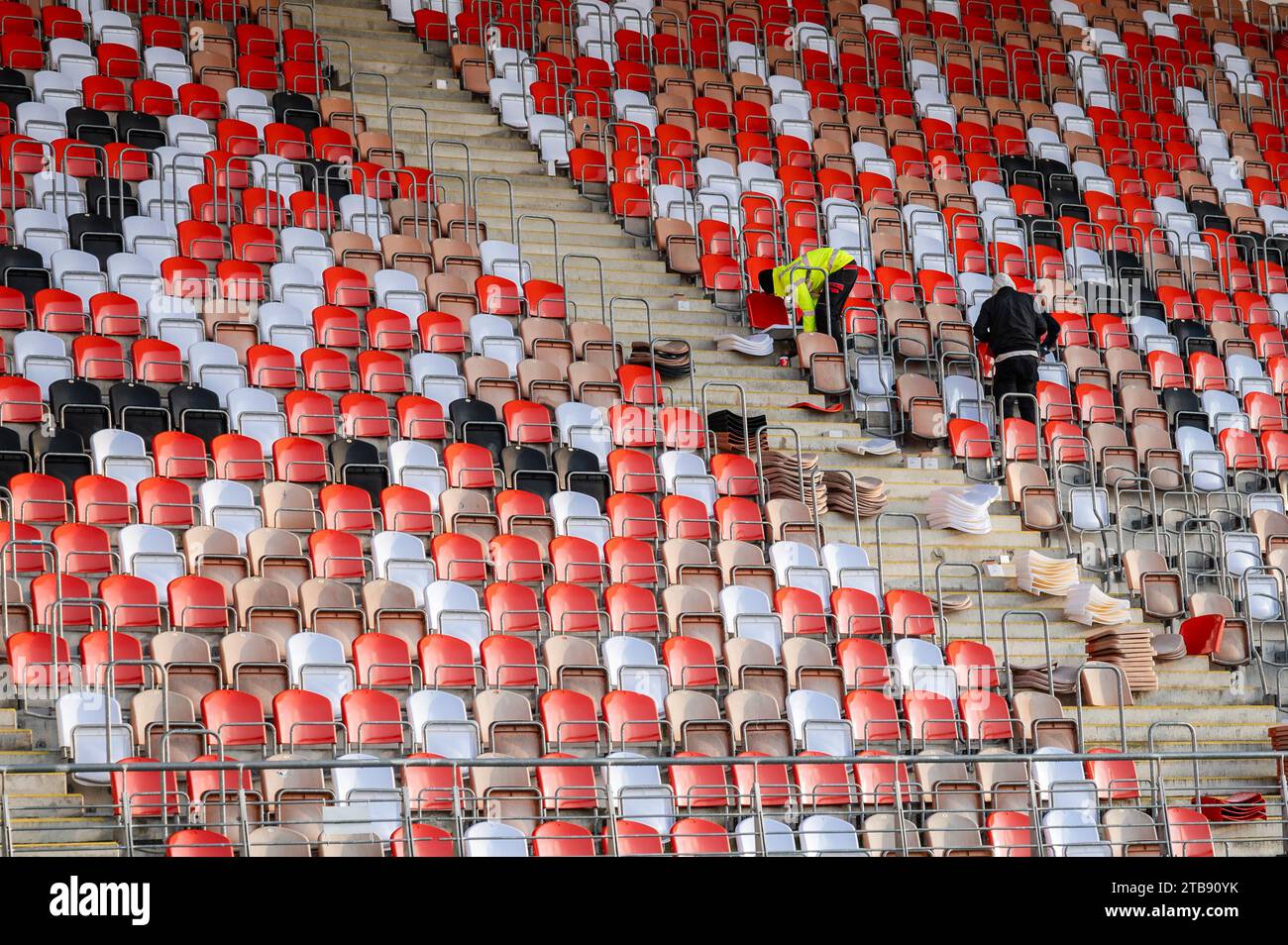 replacing seats at the football stadium Stock Photo - Alamy