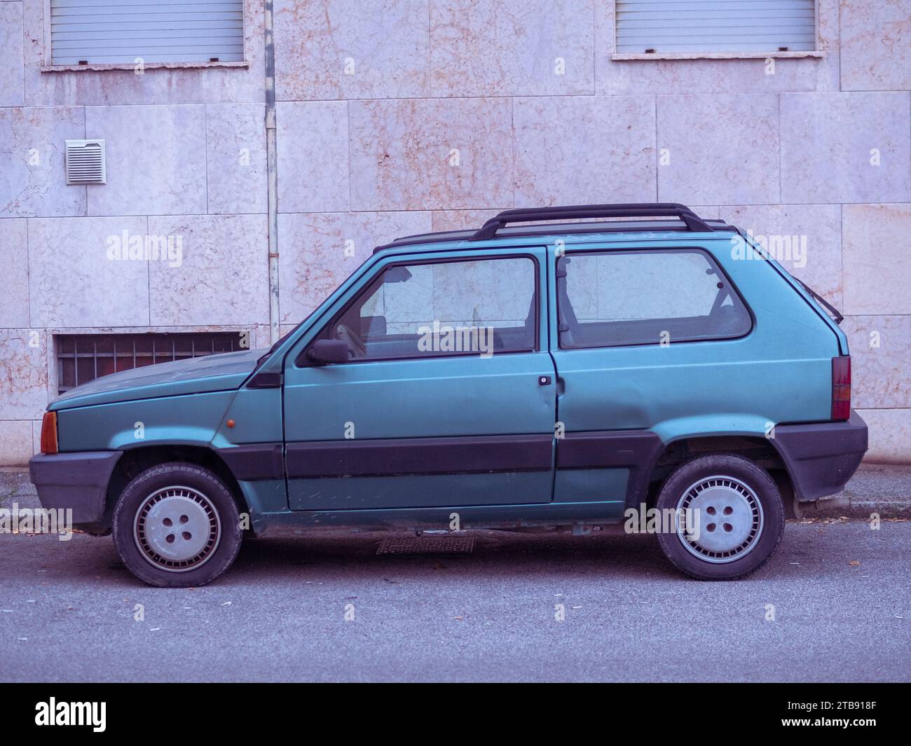 Cremona, Italy - December 2nd 2023 80s green fiat panda parked in the ...