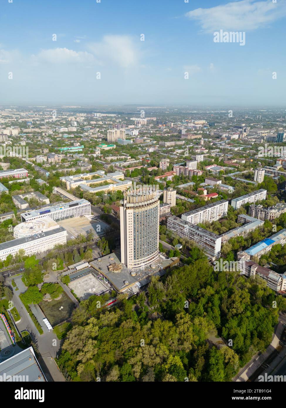 Almaty, Kazakhstan - April 28, 2023: Aerial view of Kazakhstan hotel in ...