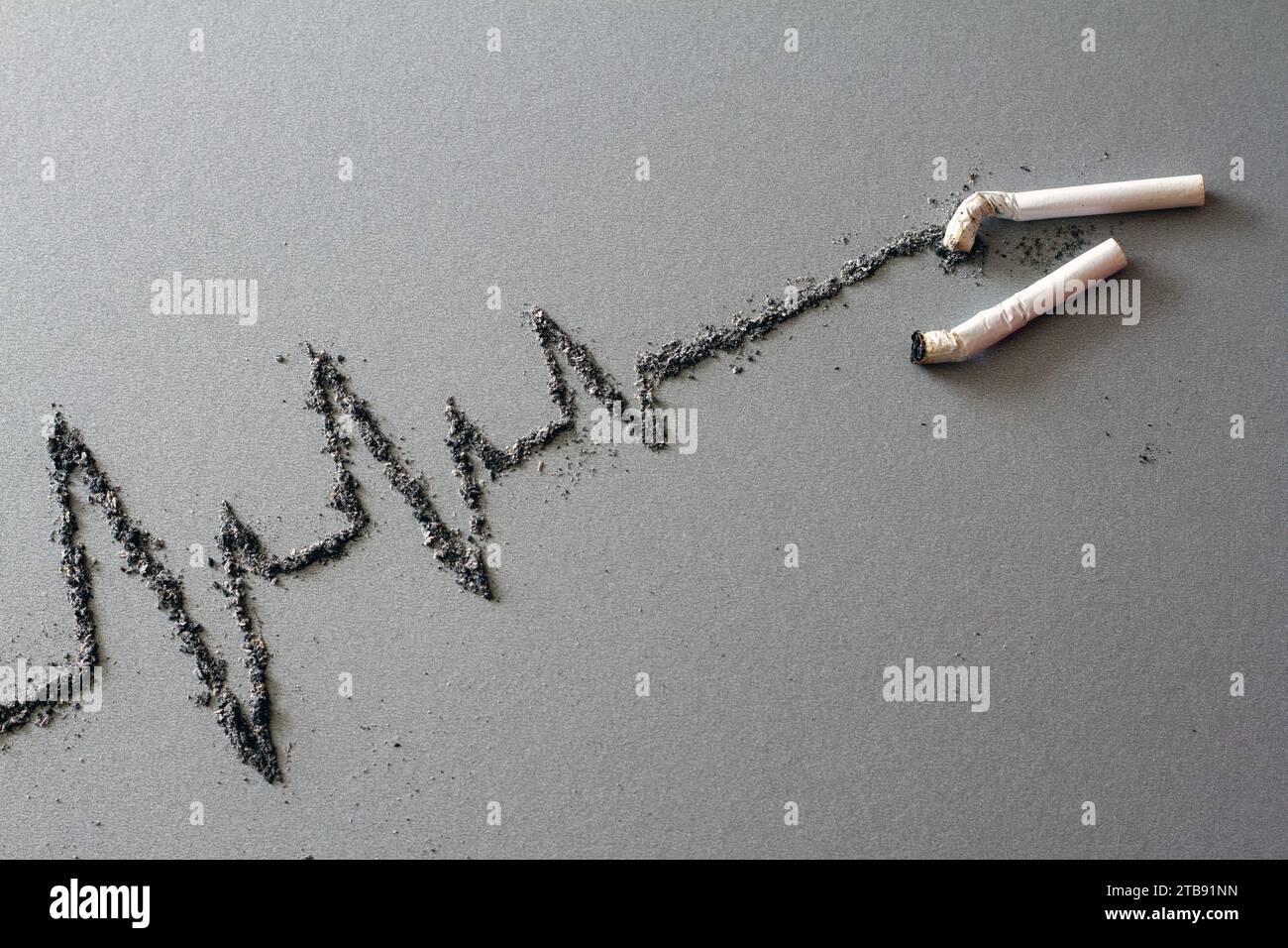 Cigarettes and cardiogram made of ash, harmful effects of cigarette ...