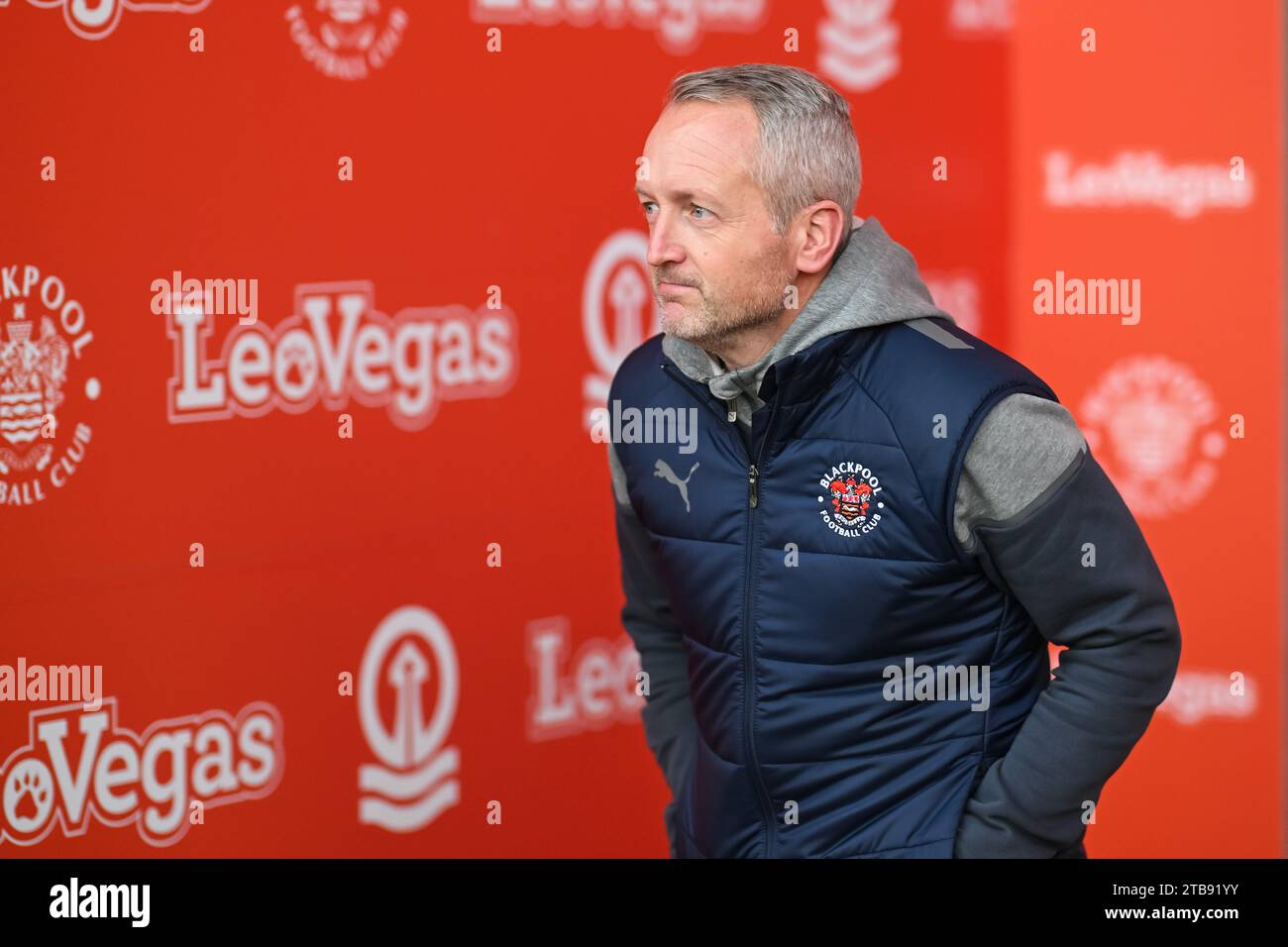 Neil Critchley Manager of Blackpool arrives ahead of the Bristol Street ...