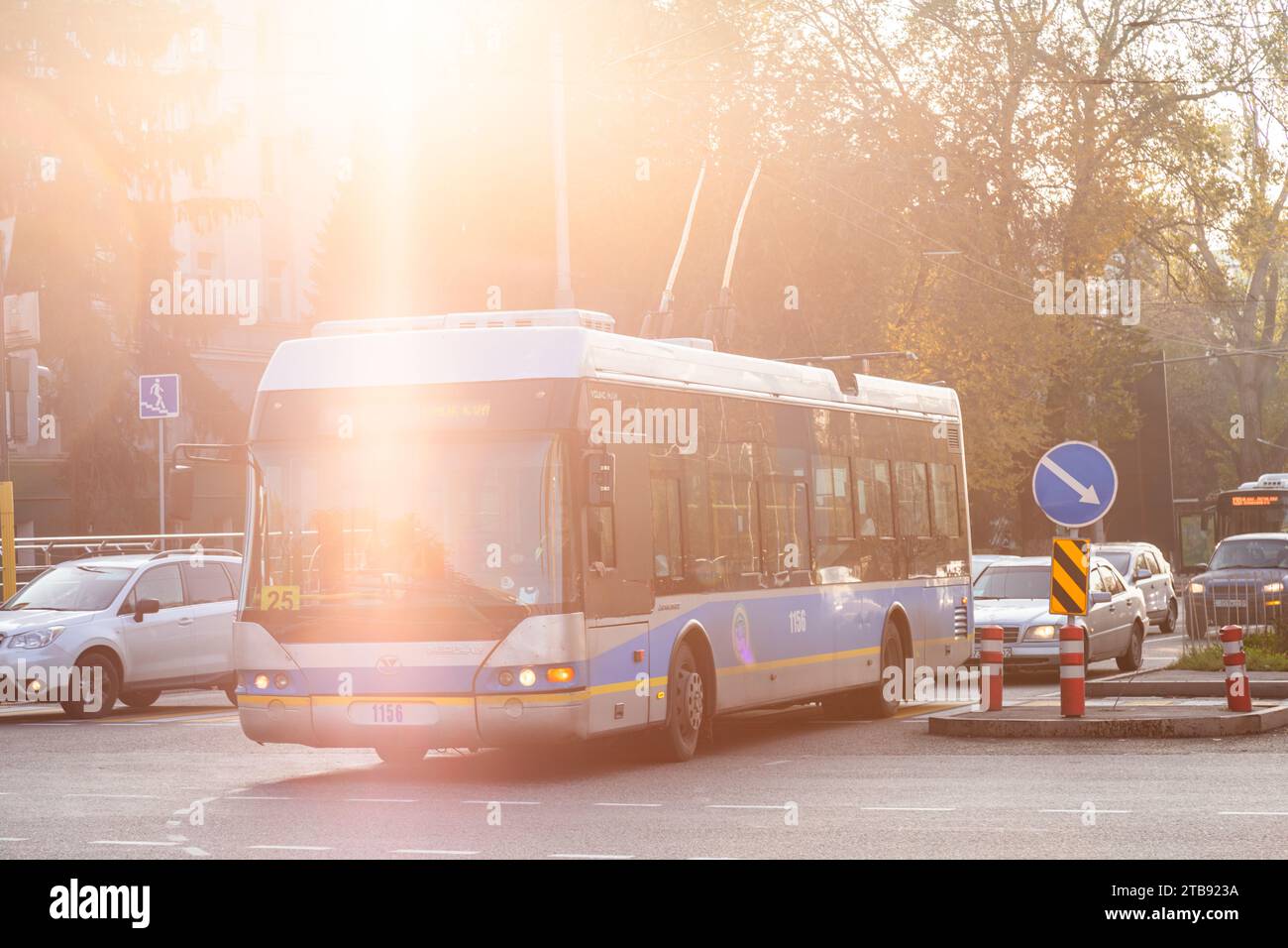 Almaty, Kazakhstan - October 28, 2023: Tram vehicle in Almaty city ...
