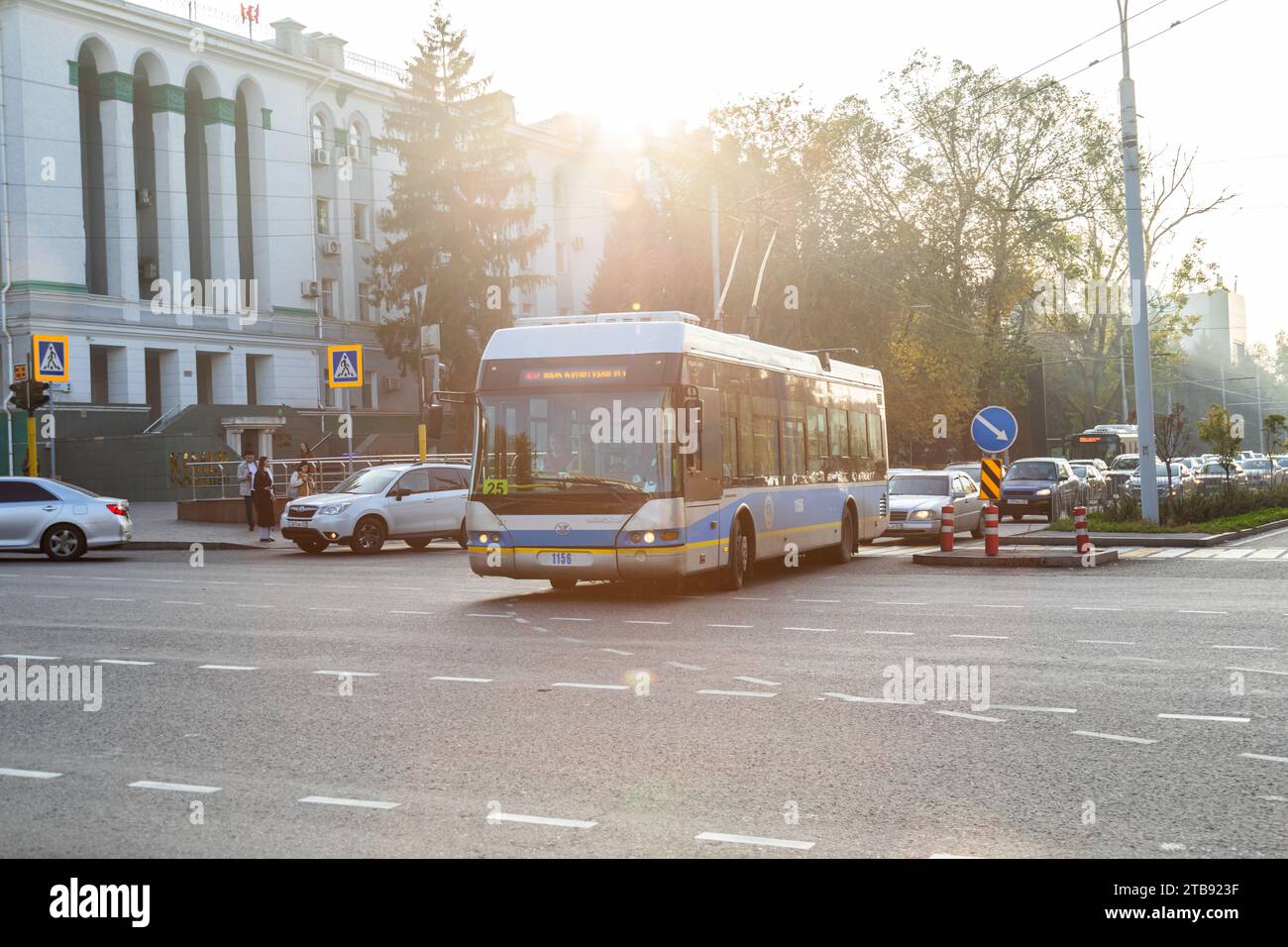 Almaty, Kazakhstan - October 28, 2023: Tram vehicle in Almaty city ...