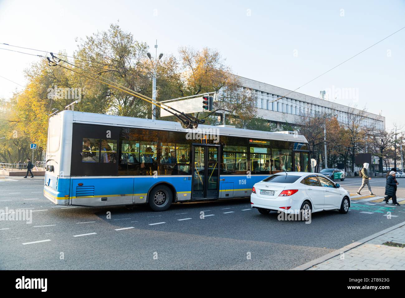 Almaty, Kazakhstan - October 28, 2023: Tram vehicle in Almaty city ...