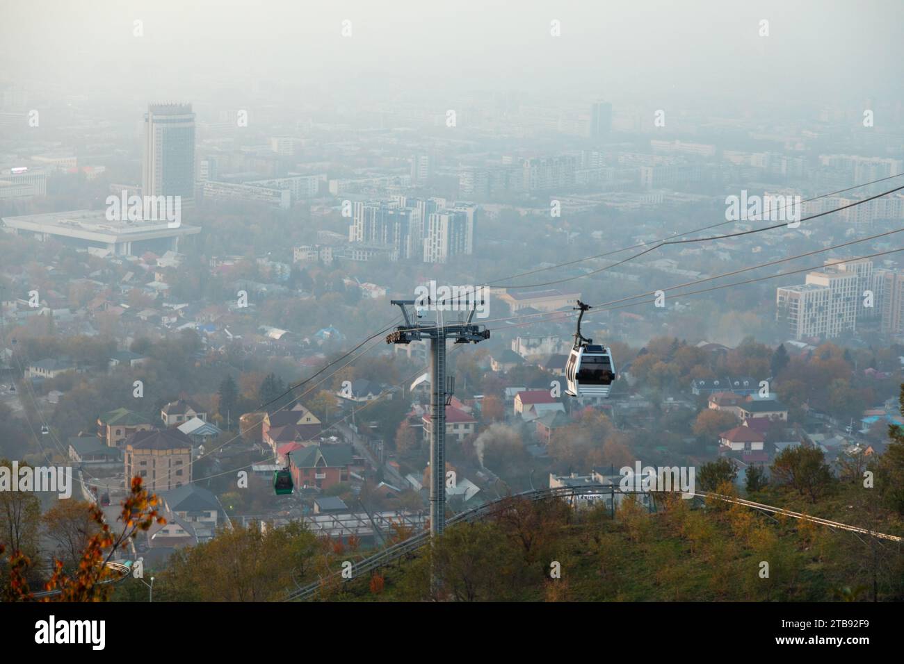 Cable car road to Kok-tobe hill in Almaty Kazakhstan Stock Photo - Alamy