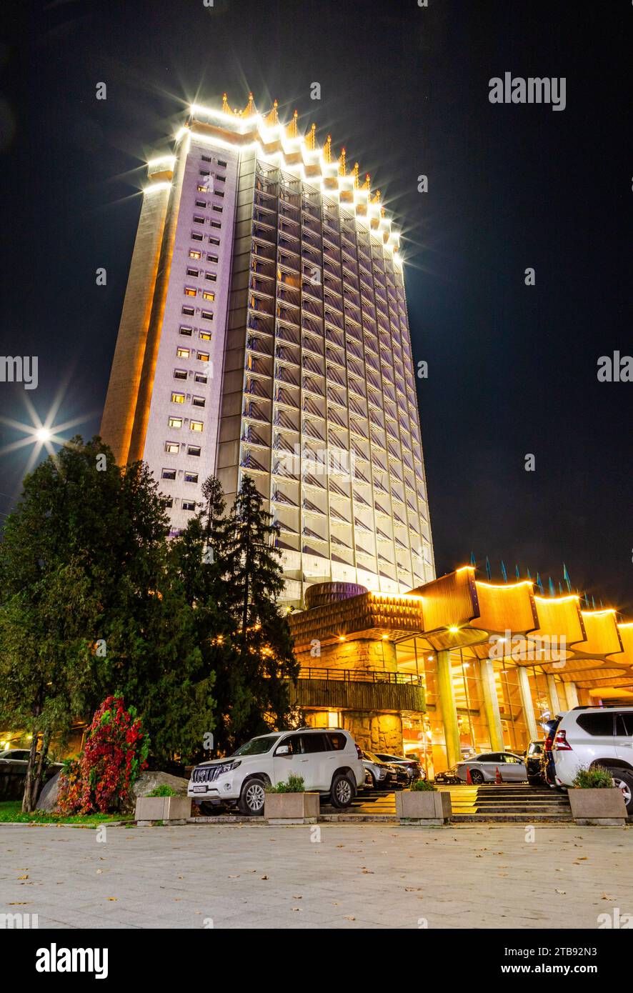 Almaty, Kazakhstan - October 28, 2023: Kazakhstan hotel in Almaty city ...