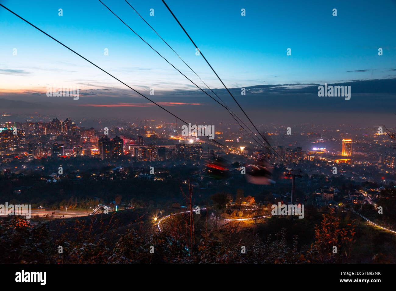 Cable car road to Kok-tobe hill in Almaty Kazakhstan Stock Photo - Alamy
