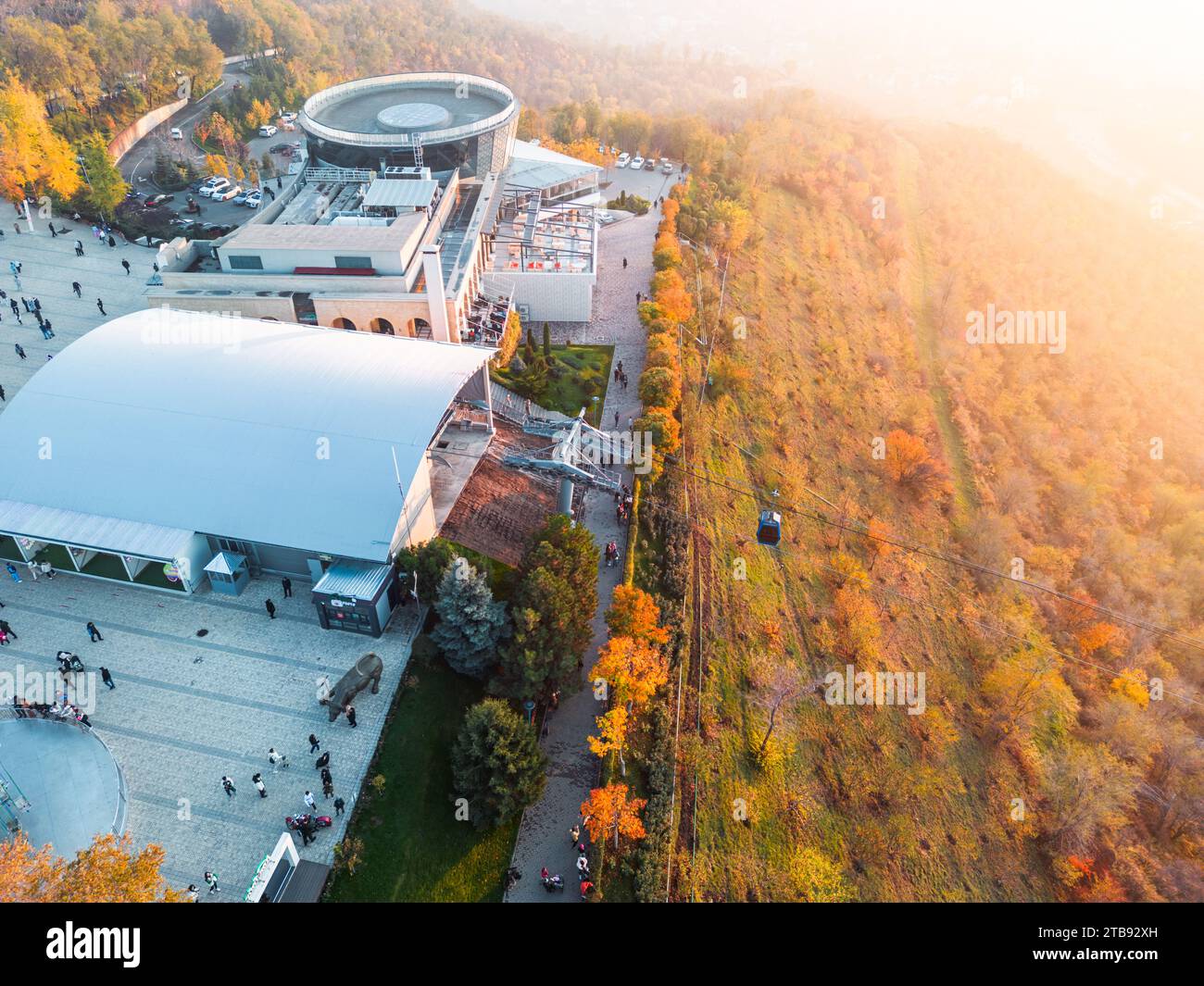 Almaty, Kazakhstan - October 28, 2023: Aerial view of Kok-Tobe hill and ...