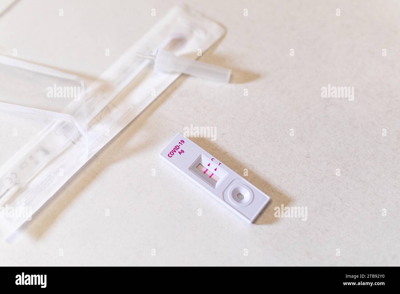 Close-up of Positive Covid-19 antigen rapid test kit result Stock Photo ...