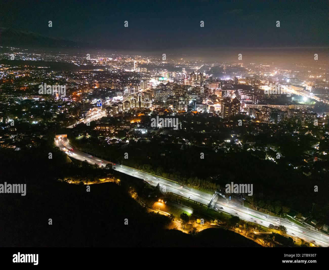 Aerial view of Almaty city highways at night Stock Photo - Alamy