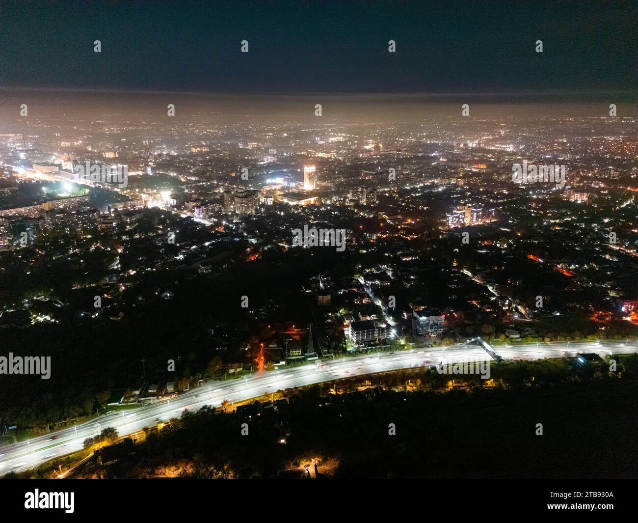 Aerial view of Almaty city highways at night Stock Photo - Alamy