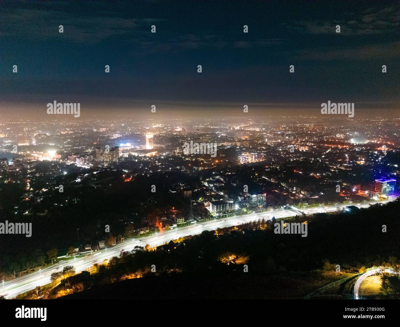 Aerial view of Almaty city highways at night Stock Photo - Alamy